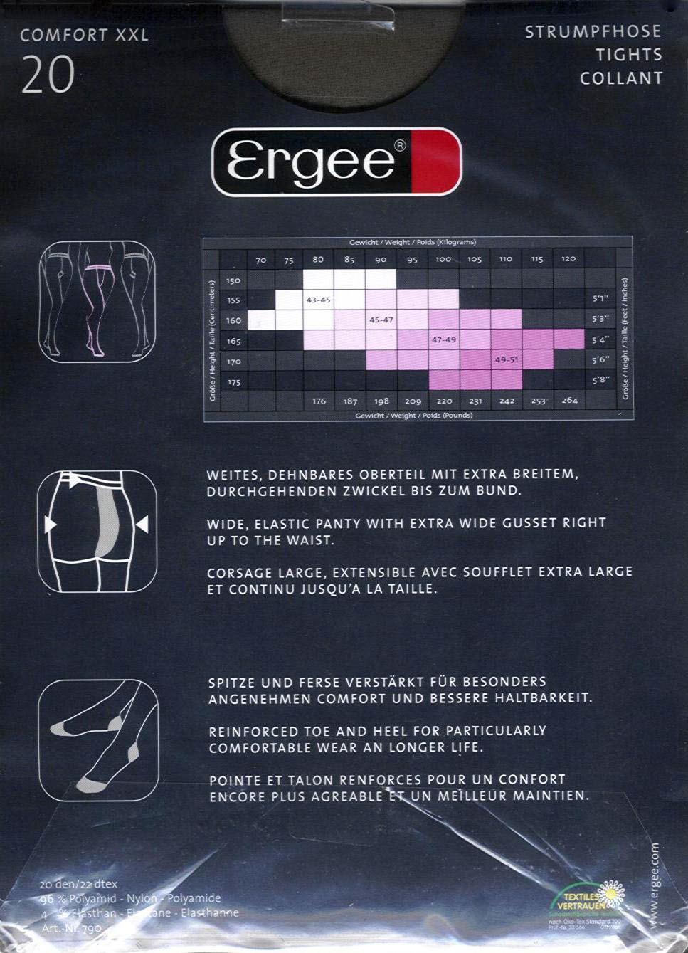 Ergee Comfort 20 Strumpfhose Nylons Natur XXL - Legsware-Shop